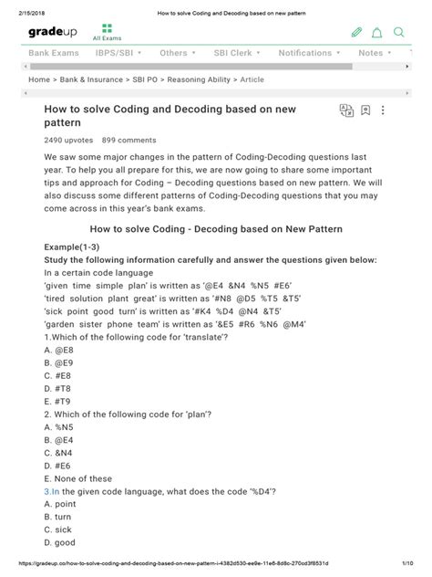 how to solve coding and decoding based on new pattern pdf code