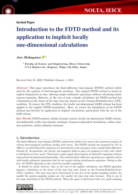 Pdf Introduction To The Fdtd Method And Its Application To Implicit