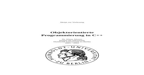 Pdf Objektorientierte Programmierung In C Ahrens C Vorlesung Skript C · Skript Zur