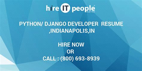 Pythondjango Developer Resume Indianapolisin Hire It People We