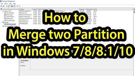 How To Merge Two Partitions In Windows YouTube