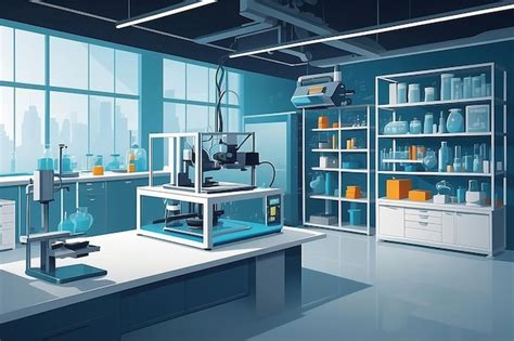 Premium Photo Lab Section With 3d Printing Prototypes Vector Illustration