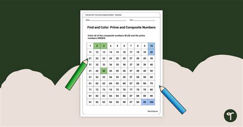 find and color prime and composite numbers worksheet teach starter