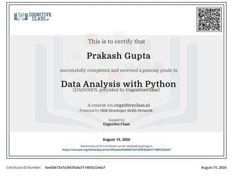 Prakash Gupta On Linkedin Cognitiveclass Datascience Dataanalysis