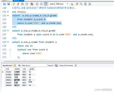 第六章：实验六 数据查询（三） csdn博客
