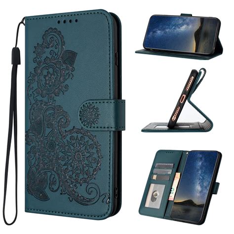 Wallet Case For Samsung Galaxy S23 Ultra PU Leather Flip Protective Phone Case Wrist Strap Card