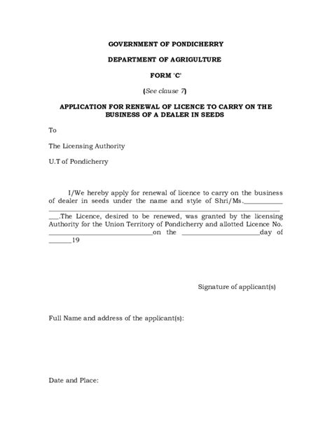 Fillable Online Form C See Clause 11 Application For Renewal Fax