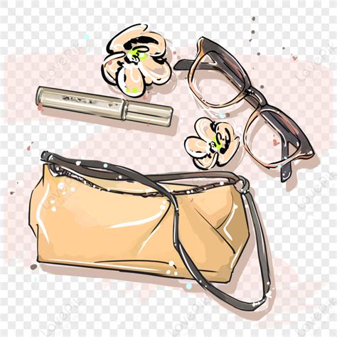 안경 가방 화장품 패션 일러스트 단일 제품 꽃 손으로 그린 그림꾸러미白色情人節 Png 일러스트 무료 다운로드 Lovepik