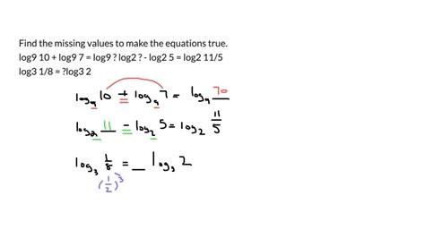 Solved Find The Missing Values To Make The Equations True Log9 10