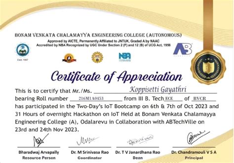 gayathri koppisetti on linkedin hackathon iot bvcgroupofinstitutions