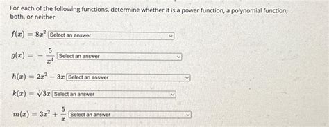 solved for each of the following functions determine
