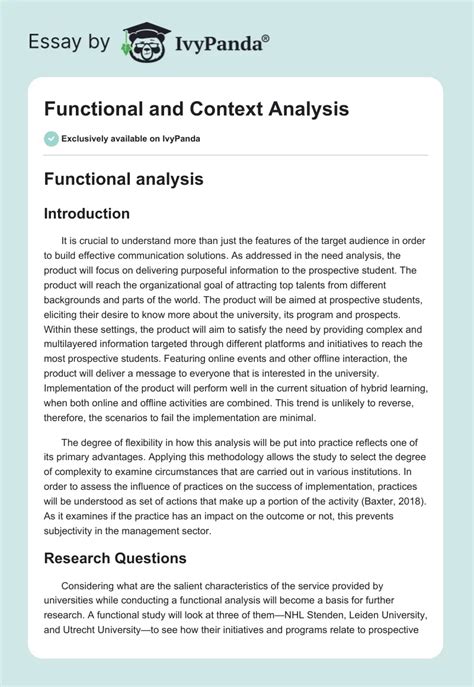 Functional And Context Analysis 3327 Words Report Example