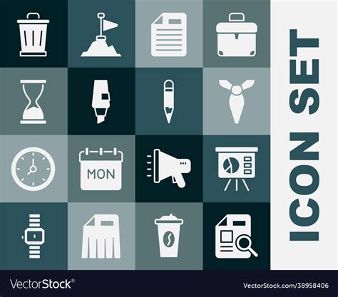 Set Document With Graph Chart Board Tie File Vector Image