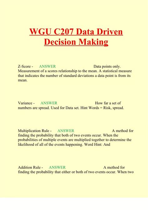 WGU C Data Driven Decision Making WGU C Stuvia US