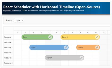 daypilot react scheduling components