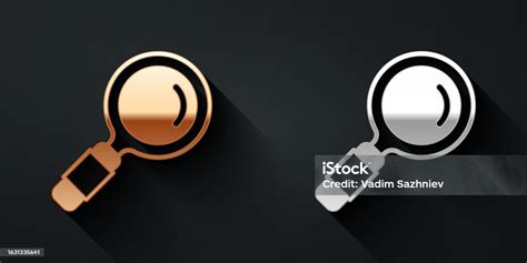 금색과 은색 돋보기 아이콘은 검은색 배경에 분리되어 있습니다 검색 초점 확대 축소 비즈니스 기호 긴 그림자 스타일 벡터 0명에 대한 스톡 벡터 아트 및 기타 이미지 Istock