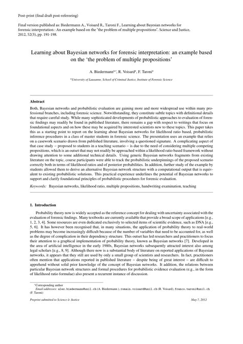 Pdf Learning About Bayesian Networks For Forensic Interpretation An