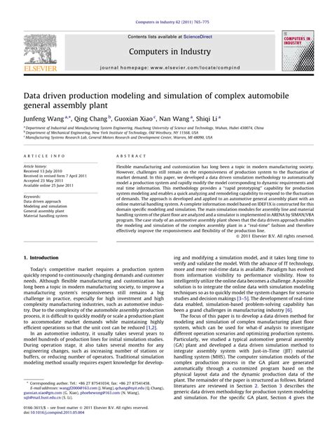 Pdf Data Driven Production Modeling And Simulation Of Complex