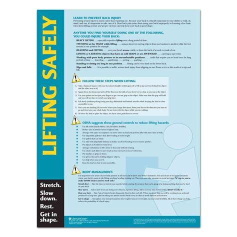 Lifting Safely Poster Workstation Saftey Posters