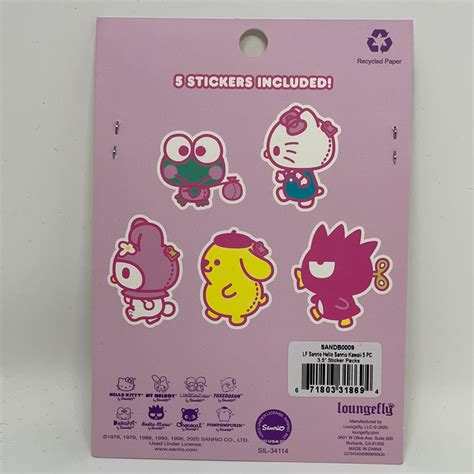 Loungefly Hello Kitty And Friends Sticker Set Kawaii 5 Piece 3 5” Stic