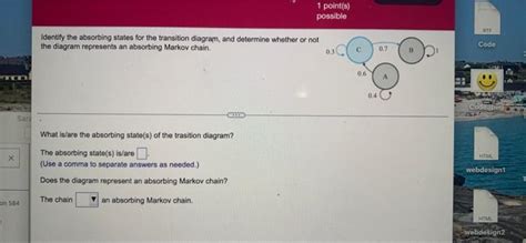 Solved 1 Point S Possible Hte Identify The Absorbing States