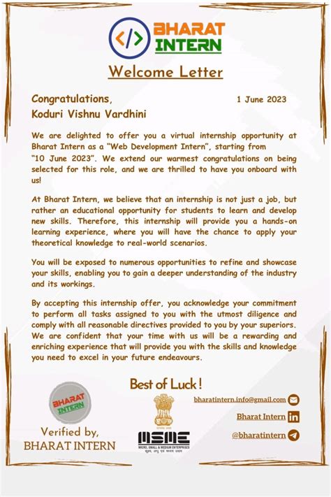 Koduri Vishnu Vardhini On Linkedin Internship2023 Webdevelopment