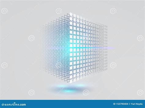 Big Data Cube 3d Geometric Cube From Small Pieces Vector Ilustration