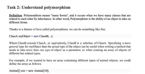 Solved Task Understand Polymorphism Definition Chegg