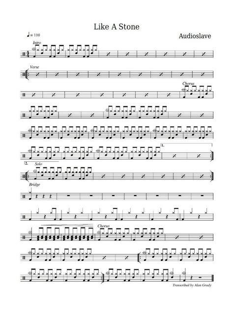 Like A Stone Audioslave Full Drum Transcription Drum Sheet Music