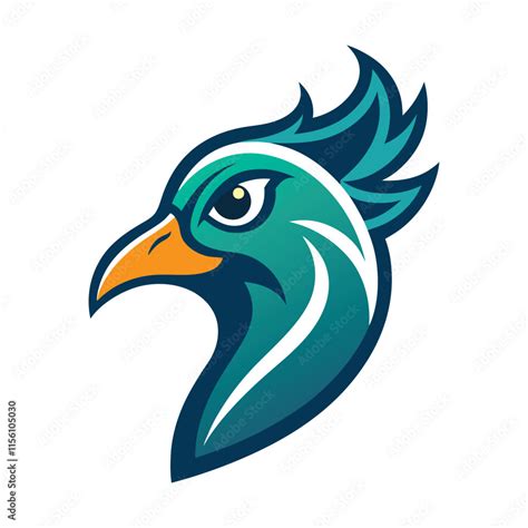 Peacock Head Mascot Logo Art Illustration Stock Vector Adobe Stock