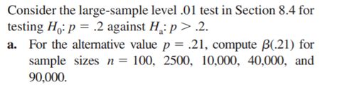 solved consider the large sample level 01 test in section
