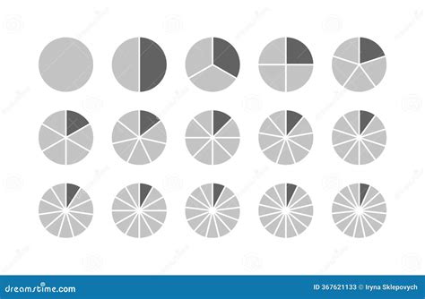 Gray Circle Chart Circular Structure Divided Into Pieces Round Section Graph Pie Diagram