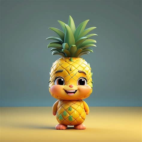 Premium Photo 3d Cute Pineapple Character
