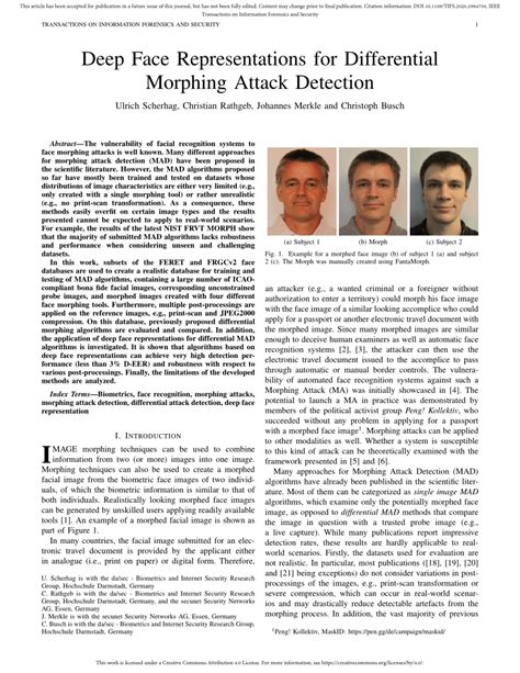 Pdf Deep Face Representations For Differential Morphing Attack Detection