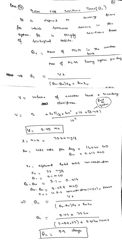 Solved Question Calculate The Sludge Volume Index If The SV Course Hero