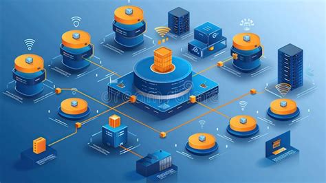 Network Infrastructure With Data Servers And Connected Devices Stock Illustration Illustration