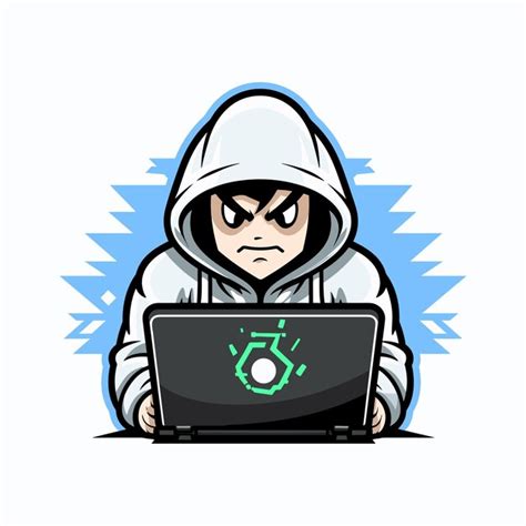 Premium Vector Hacker With A Laptop Vector Illustration On A White Background