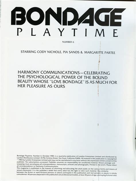 Vintage Art Magazine Bondage Playtime Number 6 1983 Michelle Bauer