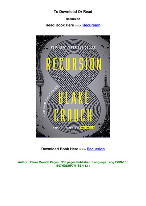 Download Epub Recursion By Blake Crouch Pdf Docdroid