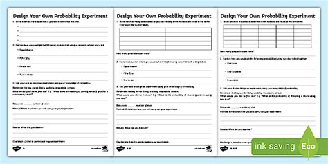 Design A Probability Experiment Worksheet Teacher Made