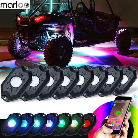 Marloo 8 Pods RGB LED Rock Lights With Bluetooth Controller Remote