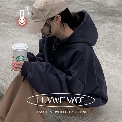 키키러브 💭퐁신 Made도톰기모 ️ 겨울 데일리템 비키 소프트 코튼 기모 베이직 아방 루즈핏 무지 긴팔 후드티 7color