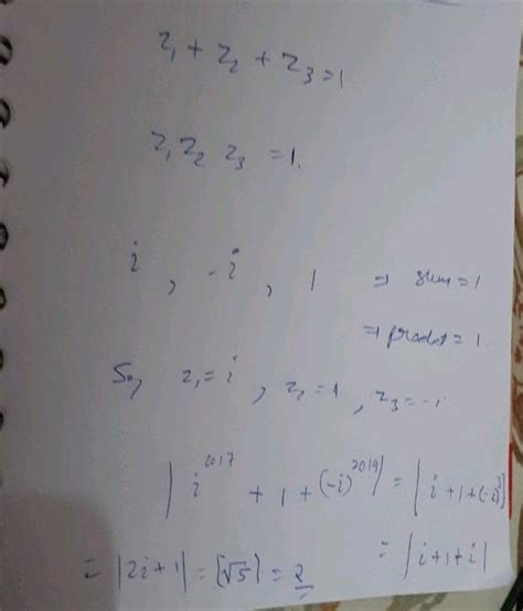If Z Z Z In C Satisfy The System Of Equations Given By Left Z Right