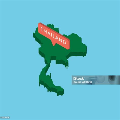파란색 배경에 포인터와 국가 태국의 녹색 등각투영지도 현실적인 3d 벡터 개념지도 편집하고 사용자 정의하기 쉽습니다 Eps 10 3차원 형태에 대한 스톡 벡터 아트 및 기타