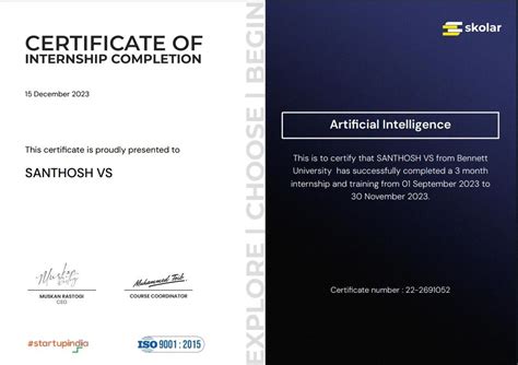 santhosh vs on linkedin ai internshipcompletion skolarexperience