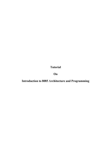 Microprocessor 8085 Tutorial On Introduction To 8085 Architecture And