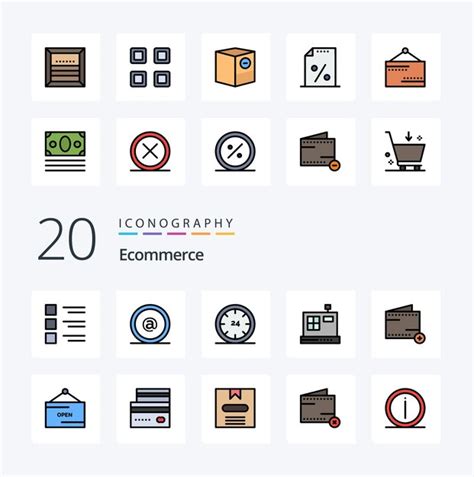 Premium Vector 20 Ecommerce Line Filled Color Icon Pack Like Add Commerce Mail Cashbox E