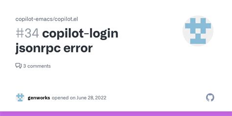 Copilot Login Jsonrpc Error · Issue 34 · Copilot Emacscopilotel · Github