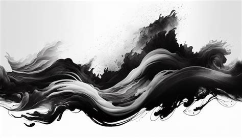 Premium Photo Ink Texture Waves Soft Black And White Wavy Backgroundgenerative Ai