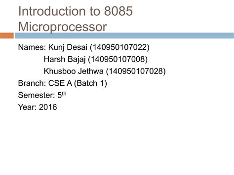Introduction To 8085 Microprocessor Pptx